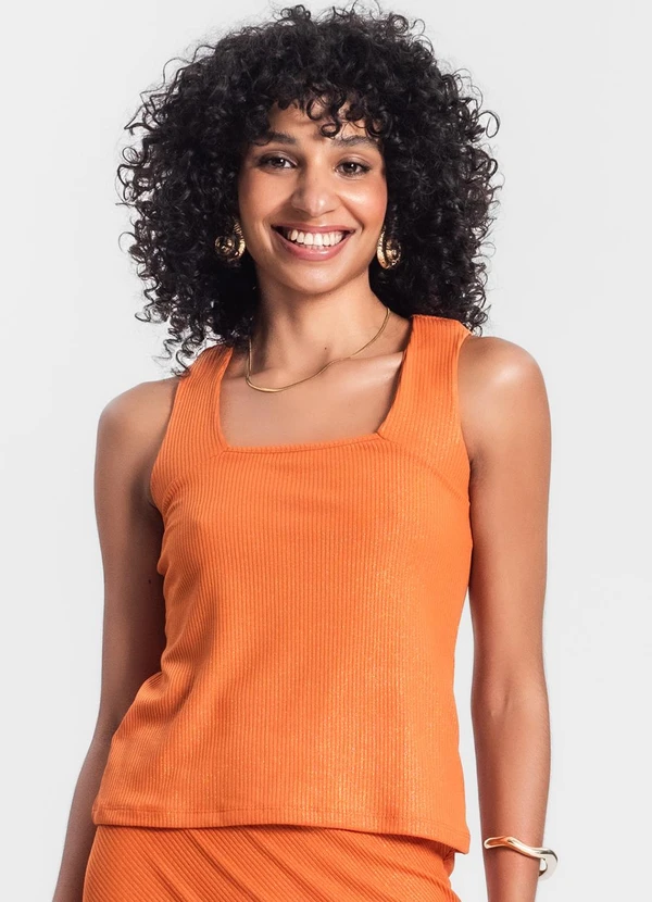 Regata em Ribana Canelada Laranja - Rovitex