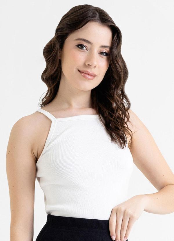 Regata Feminina Básica em Ribana Off White - Just Basic