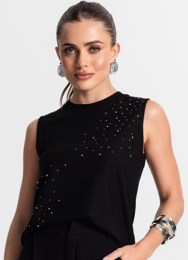 Regata Feminina com Strass Preto - Endless