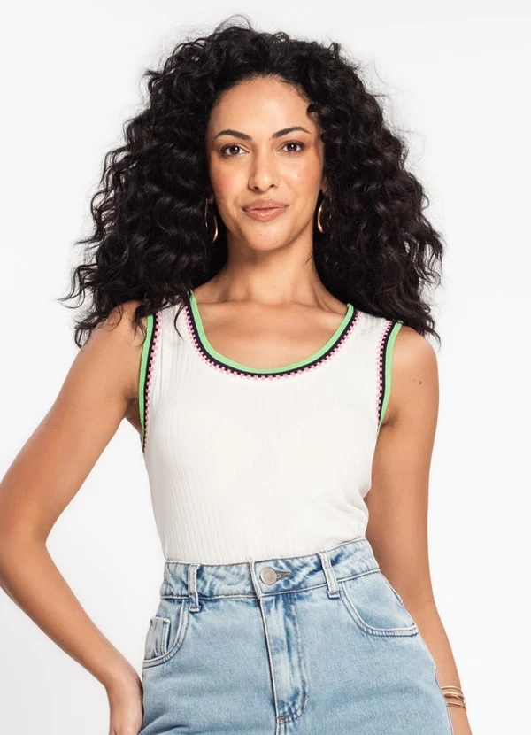 Regata Feminina em Ribana Canelada Bege - Rovitex