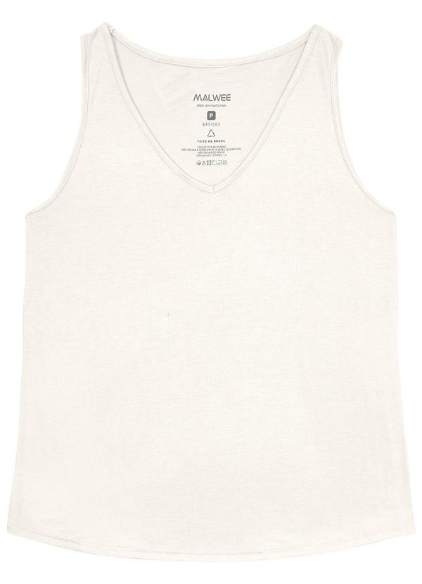 Regata Off White Decote V em Malha - Malwee