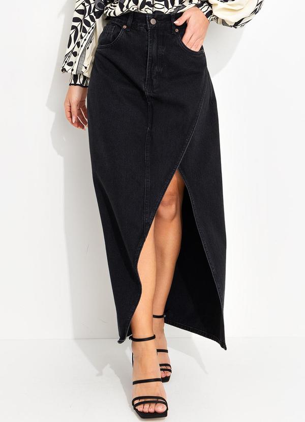 Saia Longa Fenda Black Jeans - Farm