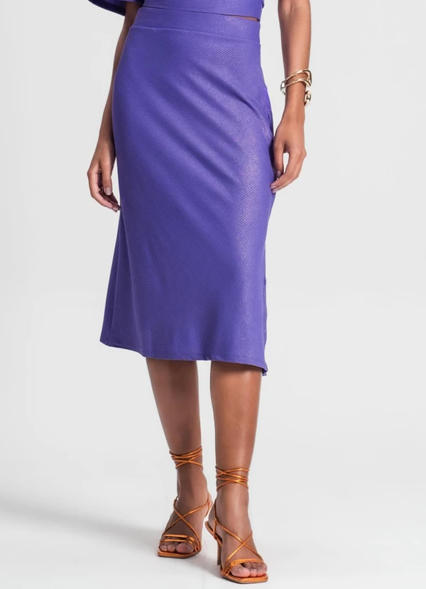 Saia Midi com Fenda Lateral Roxo - Rovitex