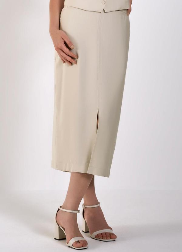 Saia Reta de Viscose Aveia Cameron Bege - Principessa