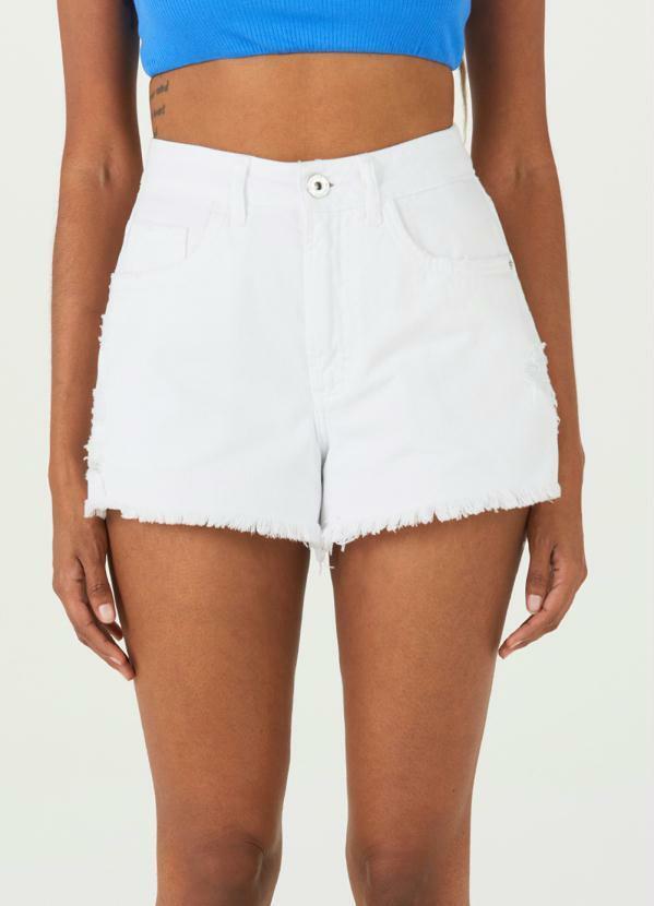 Shorts Cintura Alta em Sarja Feminino Branco - Malwee