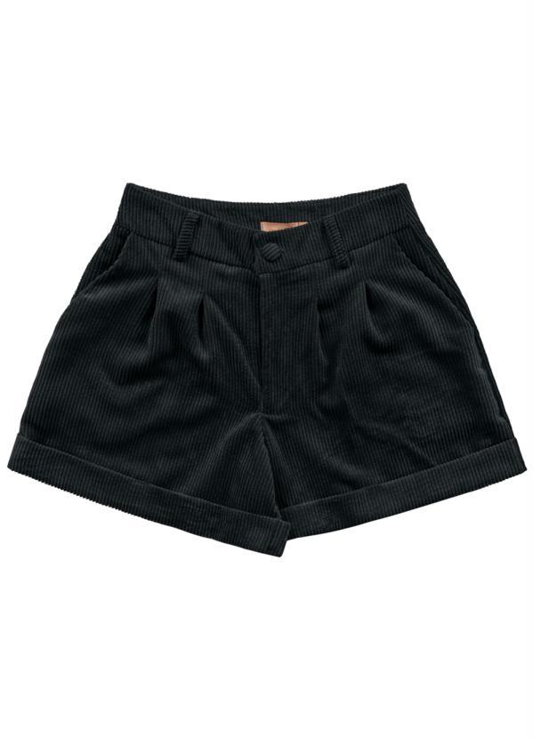 Short Evasê Veludo Cotele Preto - Angel