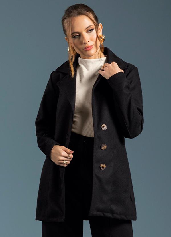 Sobretudo Feminino em Alfaiaratia Preto - Gris