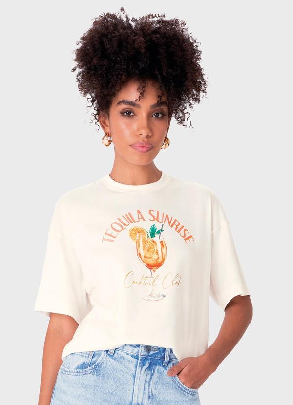 Camiseta Tequila Sunrise Ampla Off White - Enfim