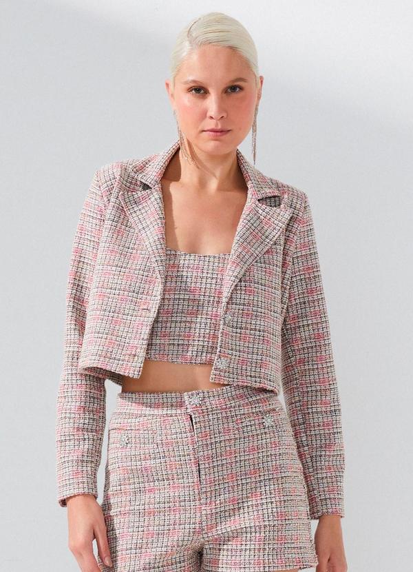 Top em Malha Tweed Rosa Claro - Linzzi