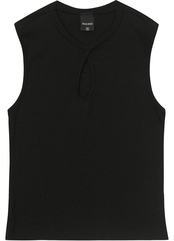 Blusa Preto Feminina Ajustada Canelada - Malwee