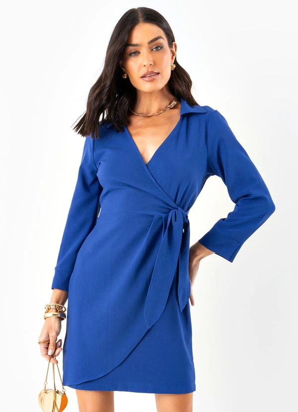Vestido Azul em Crepe Plano - Quintess