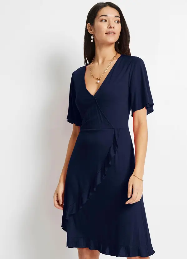 Vestido Azul Marinho em Malha de Viscose - Bonprix