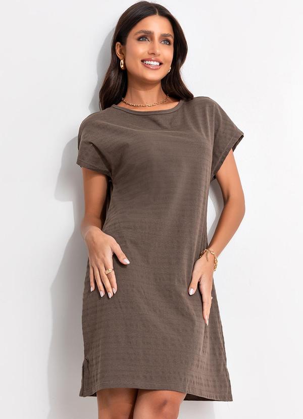 Vestido Curto Maquinetado Marrom - Bimini