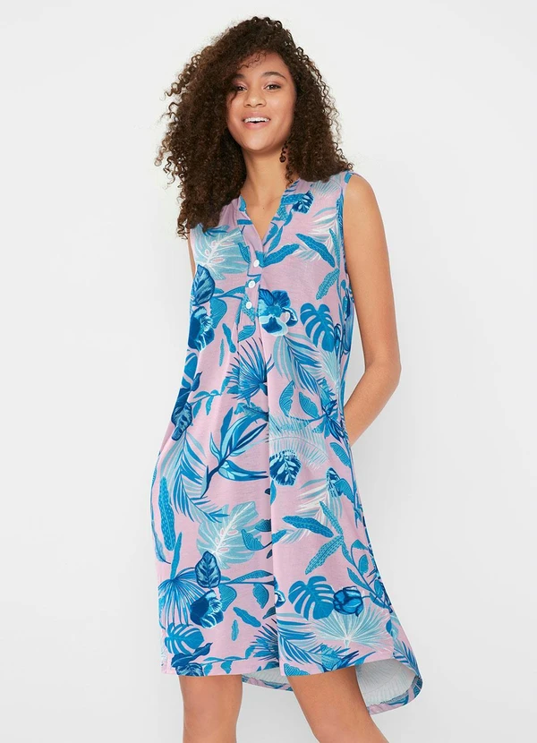 Vestido Mullet Folhagem Rosa - Bonprix