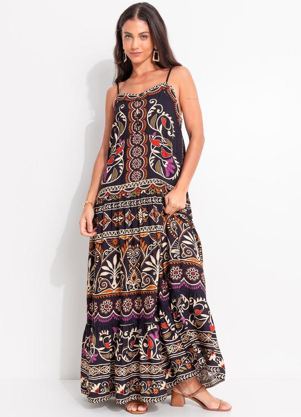 Vestido Longo Adriele Preto - Farm