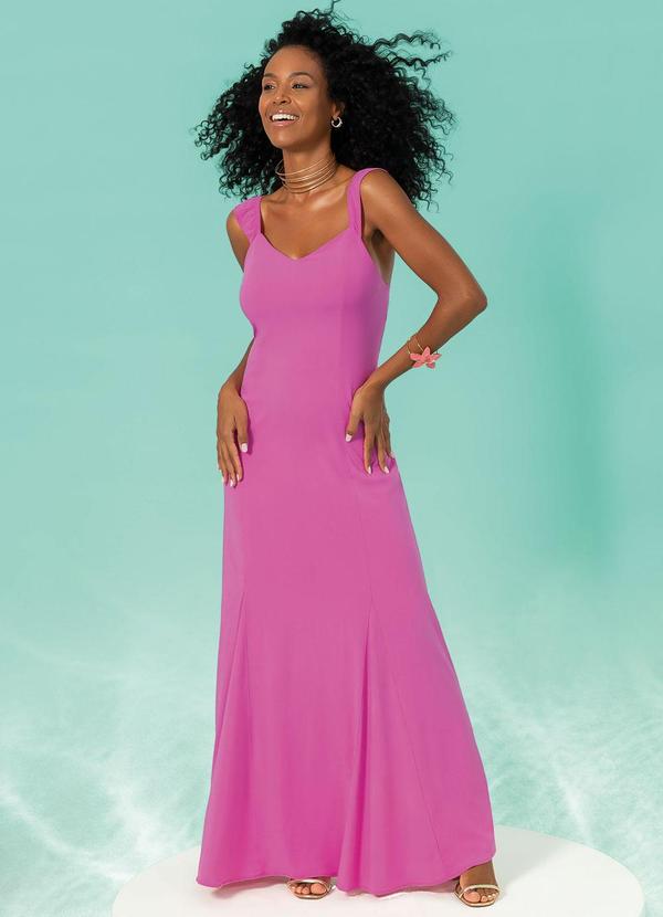 Vestido Longo em Tecido Flex Roxo - Gris