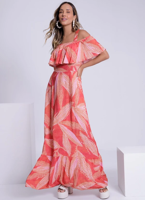 Vestido Longo em Viscose Vermelho - Lunender Feminino