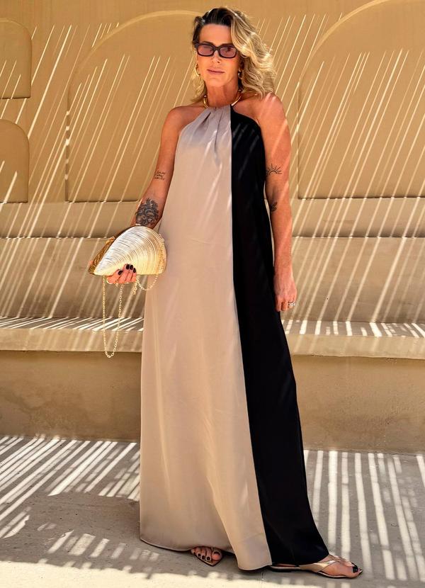 Vestido Longo Frente Única Boho Preto - Doce Trama