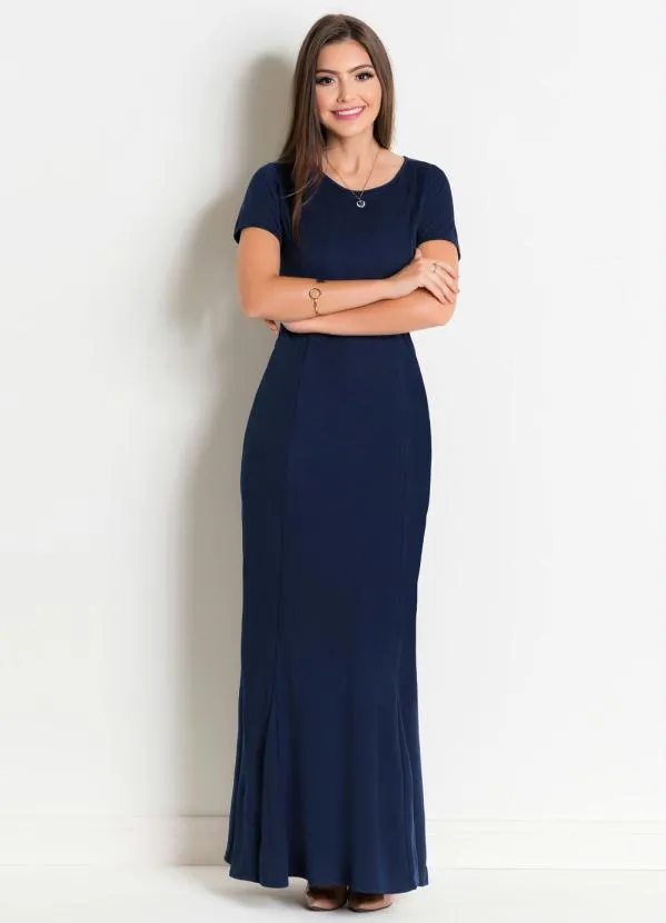 Vestido Longo Marinho Moda Evangélica - Rosalie