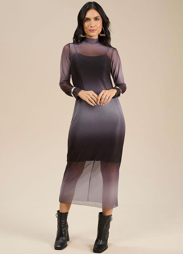 Vestido Longo Tule C/Combinacao Angel Preto - Angel