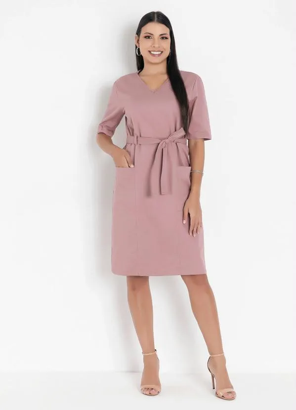 Vestido com Bolsos Rosê Moda Evangélica - Rosalie