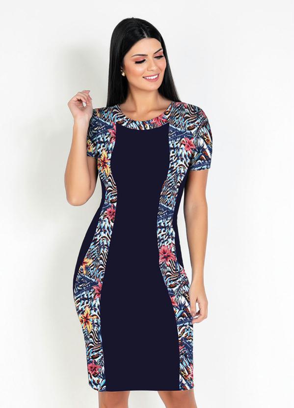 Vestido com Recortes Floral Moda Evangélica - Rosalie