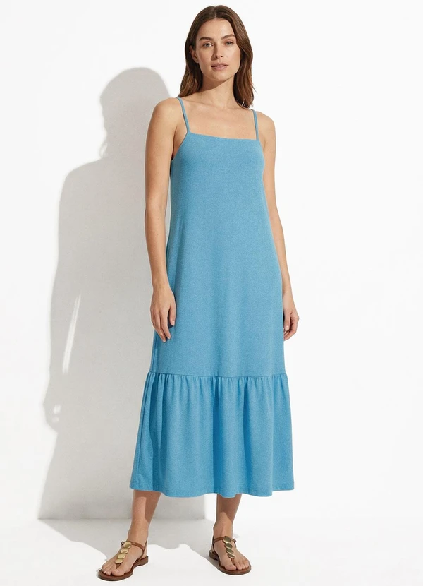 Fakini - Vestido Midi Alças Azul