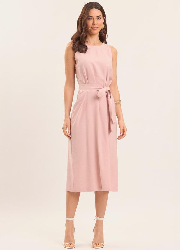 Vestido Midi Brisa em Linho Rosa - Doce Trama