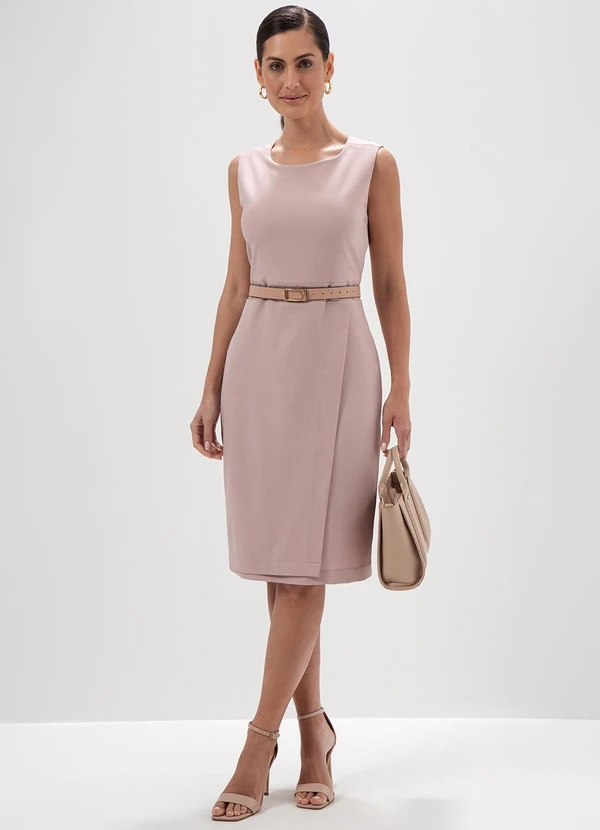 Vestido Tubinho sem Manga Nude Rosê Ivone - Principessa