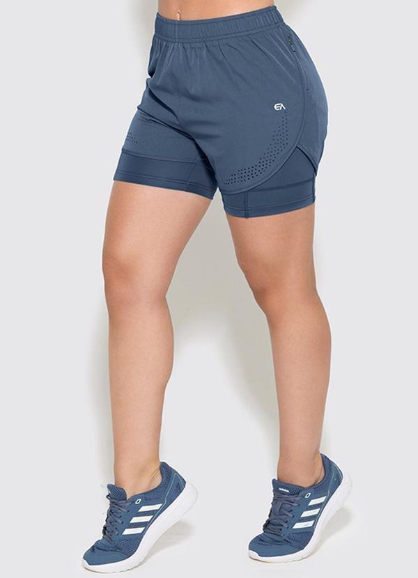 Shorts Azul Duplo com Refletivo - Enfim
