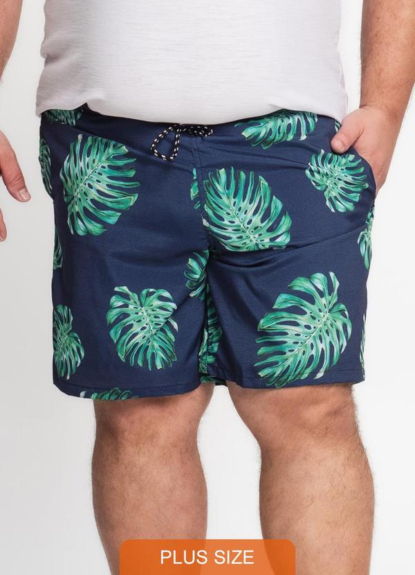 Bermuda Tactel Elastano Masculina Plus Azul - Rovitex