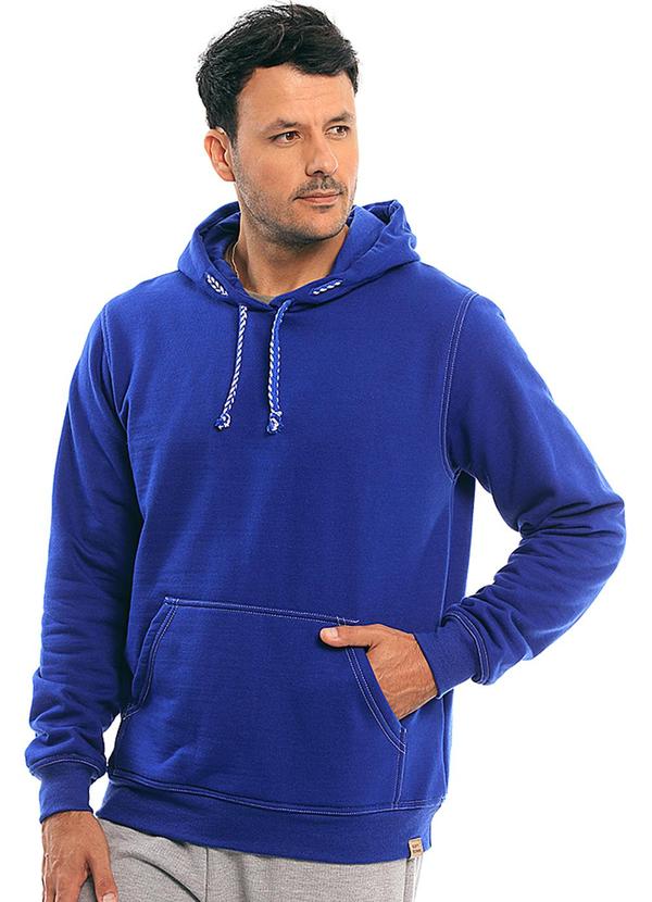 Blusão Adulto Masculino Bolso Canguru Azul - Soft Bonni