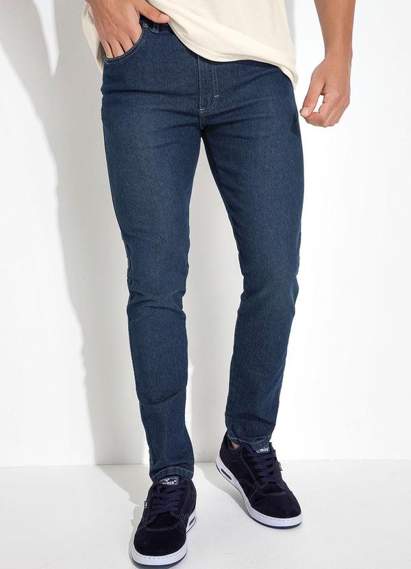 Calça Jeans Azul Escuro em Jeans com Elastano - Multimarcas