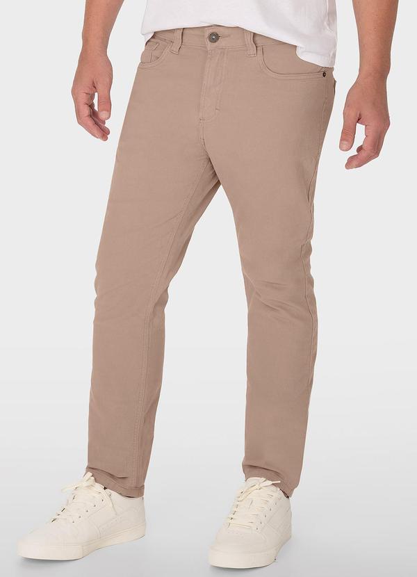 Calça Bege Slim em Sarja Masculina - Malwee