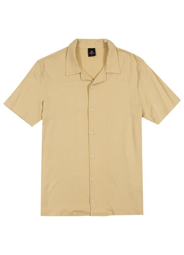 Camisa em Tecido Flex com Botões Bege - Cativa