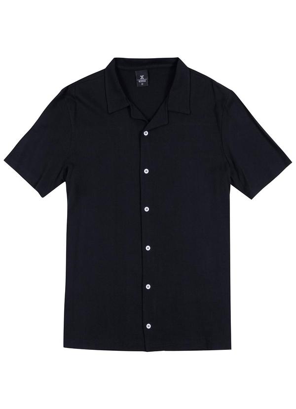 Camisa em Tecido Flex com Botões Preto - Cativa