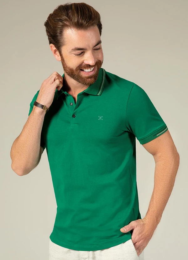 Camisa Polo em Algodão com Detalhe Bordado Verde - Cativa