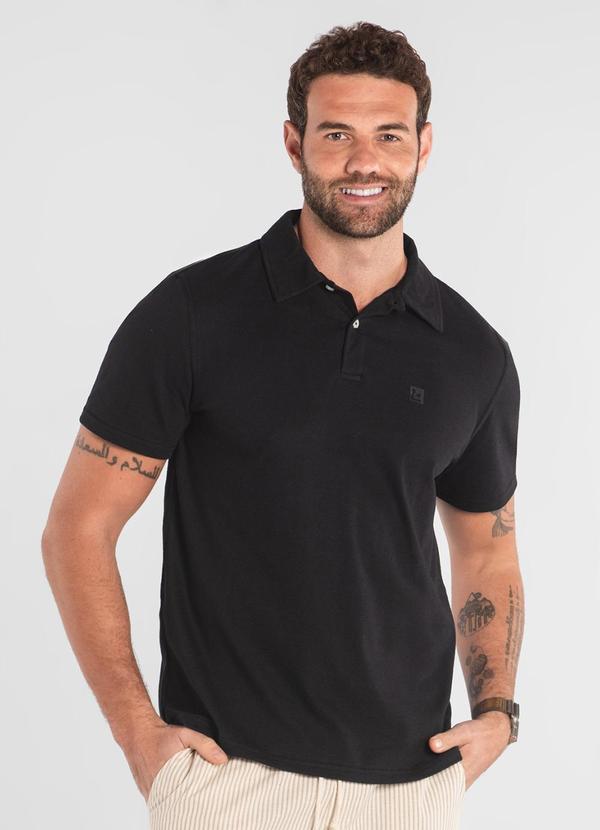 Camisa Polo em Piquet Preto - The Philippines