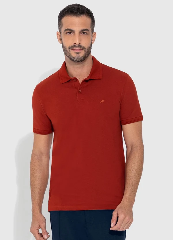 Camisa Polo Terracota Slim em Piquet Terracota - Enfim
