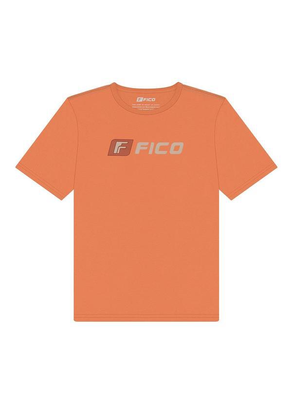 Camiseta com Estampa em Algodão Penteado Laranja - Fico