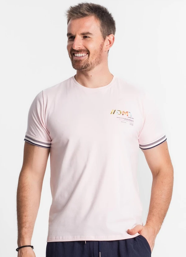 Camiseta de Cotton Leve Masculina Rosa - Diametro