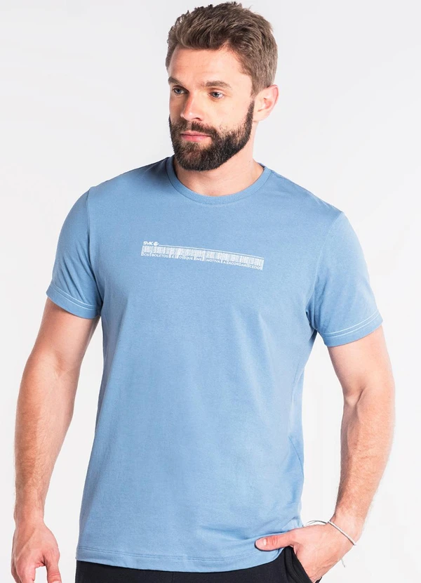 Camiseta Manga Curta Bar Code Azul - SVK