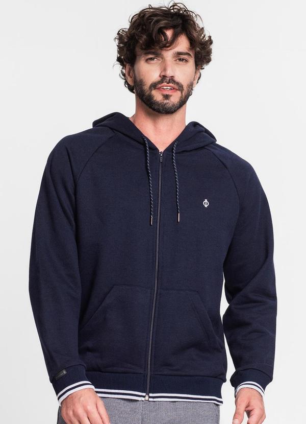 Jaqueta com Capuz Masculina em Moletom Azul - Diametro