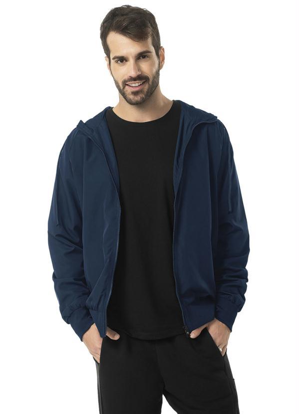 Jaqueta com Capuz Microfibra Azul - Diametro