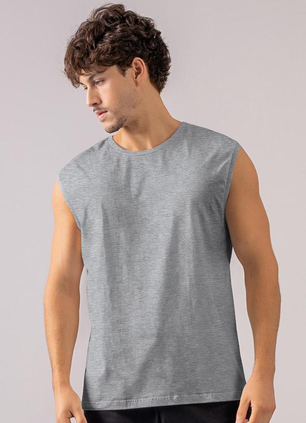 Regata Masculina em Meia Malha Cinza - Just Basic