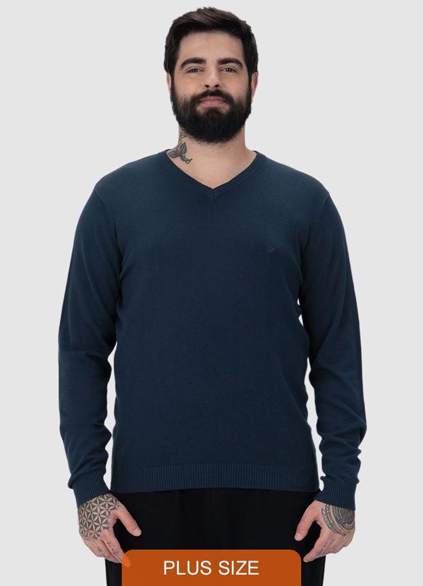 Suéter em Tricô Masculino Plus Azul - Malwee