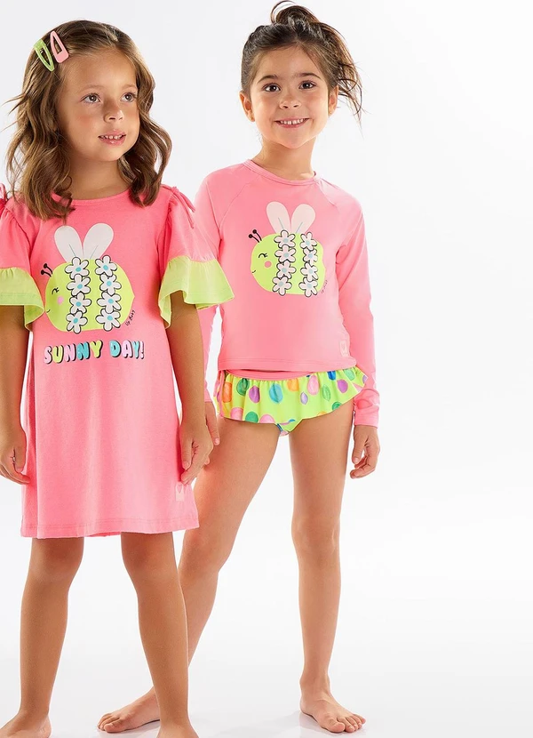 Biquíni Infantil Fps+50 com Forro Rosa - Up Baby