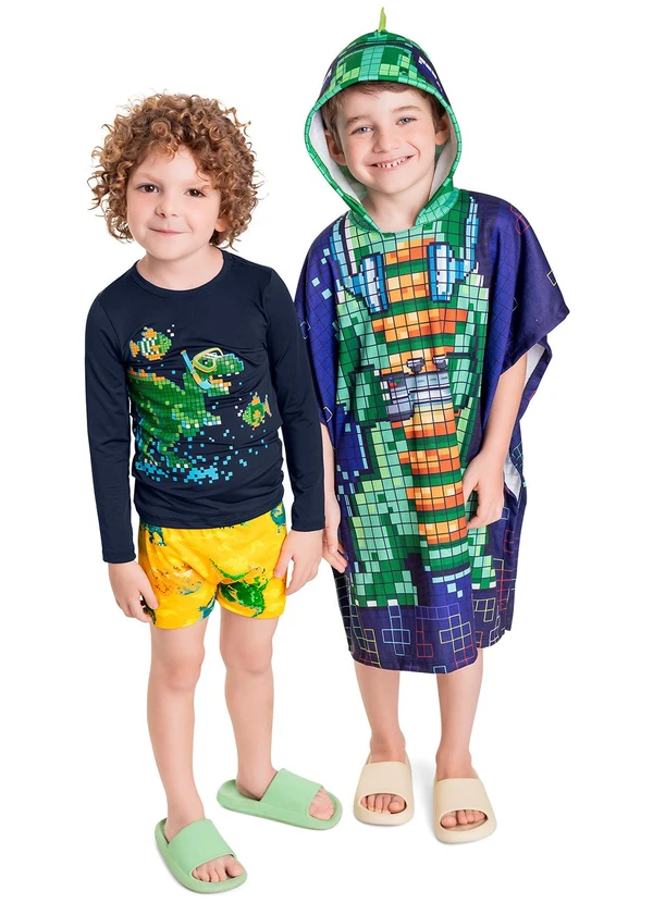 Conjunto com Camiseta e Sunga Fps+50 Azul - Quimby