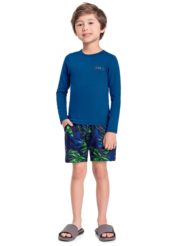 Conjunto com Camiseta e Sunga Fps+50 Azul - Quimby