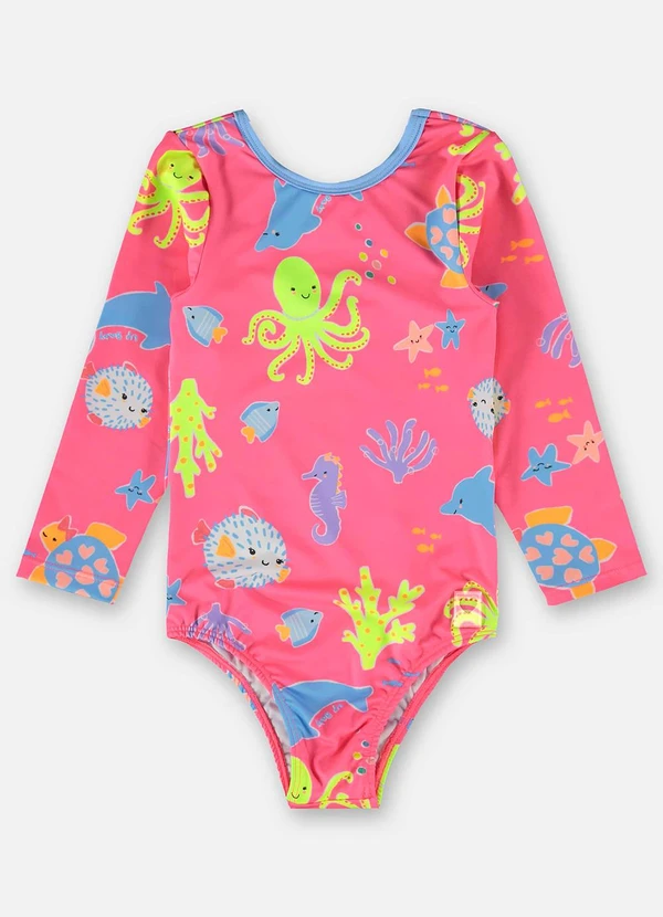 Maiô Infantil Fps+50 com Forro Rosa - Up Baby